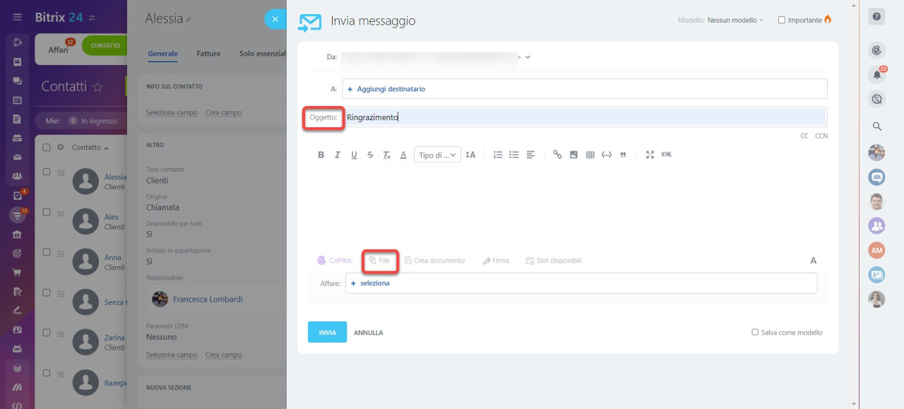 Gestisci l'e-mail nel CRM